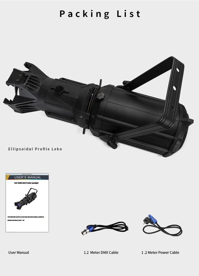 SHEHDS LED 250W LEKO Warm+Cool White/RGBW 4IN1 Profile Spotlight Stage ...