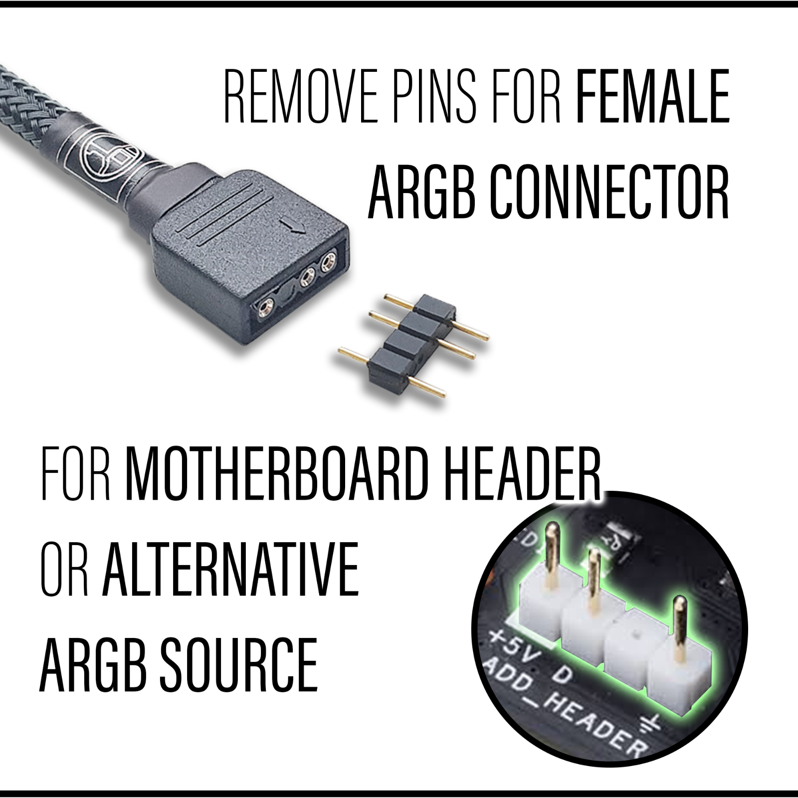 Corsair RGB to Standard ARGB 3-pin 5V Adapter MALE/FEMALE | eBay