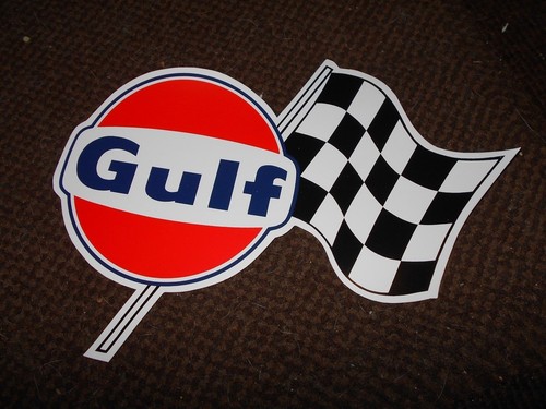 GULF RACING FLAGS FENDER QUARTER PANEL NHRA RACING LOGO DECAL STICKER ...