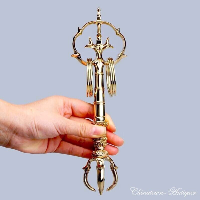 Shingon Buddhist Khakkhara 5-pronged 6-Perfections Vajra Shakujo Staff ...