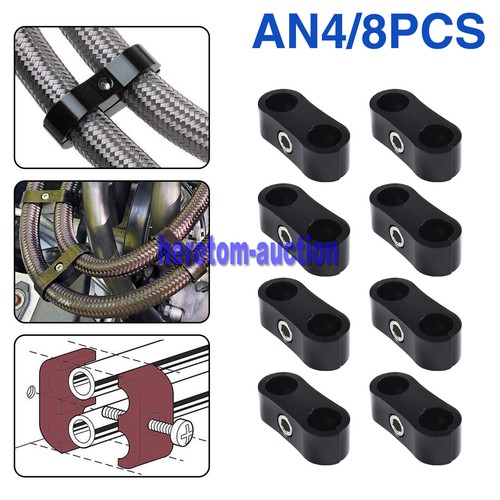 8Pcs -4 AN AN4 Hose Separator Clamp Fitting Connector 4AN Oil Fuel Hose ...