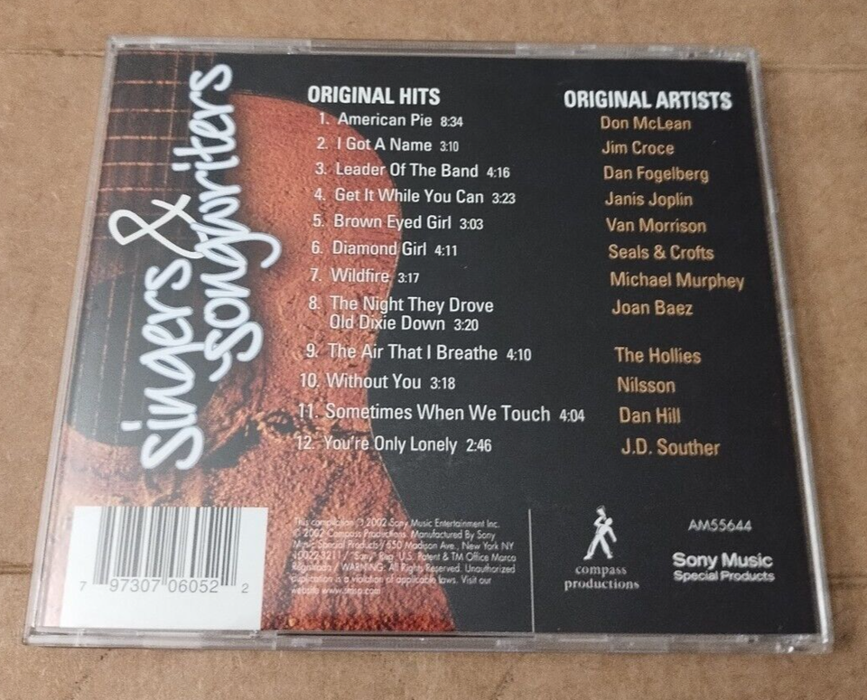Singers & Songwriters Just The Hits CD 100% Original Artists ...