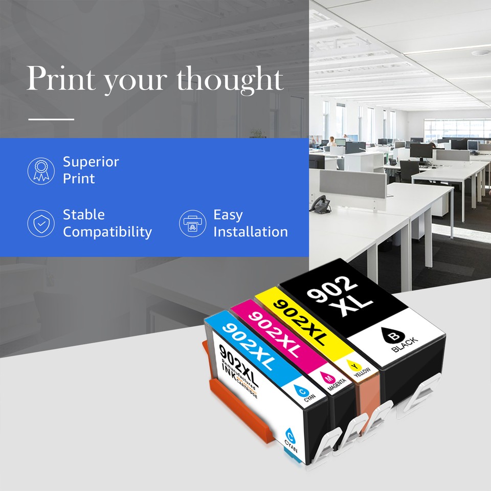 902XL Black Color Ink compatible with HP OfficeJet 6968 6954 6976 6979 ...