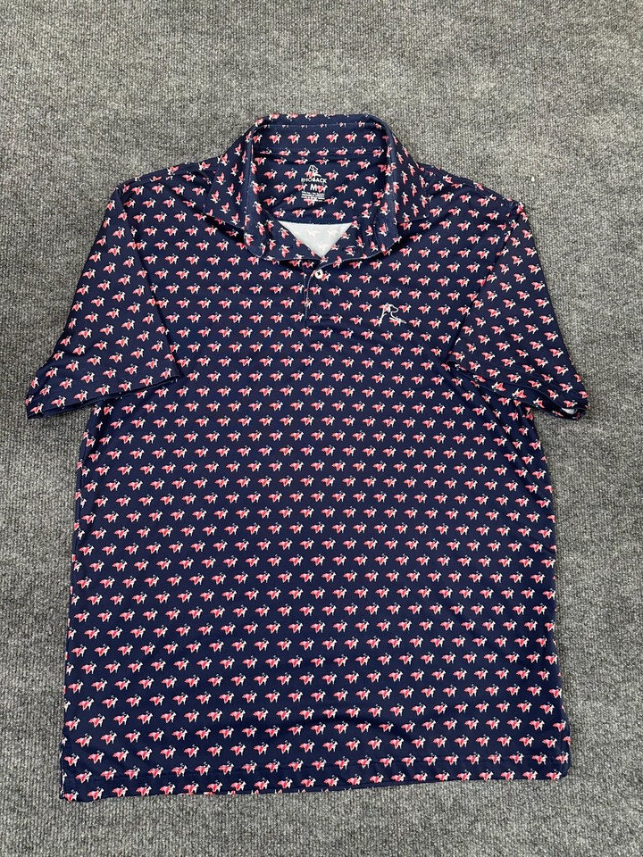 Rhoback Men's Performance Polo The Goat Caddy USA Flag Medium EUC | eBay