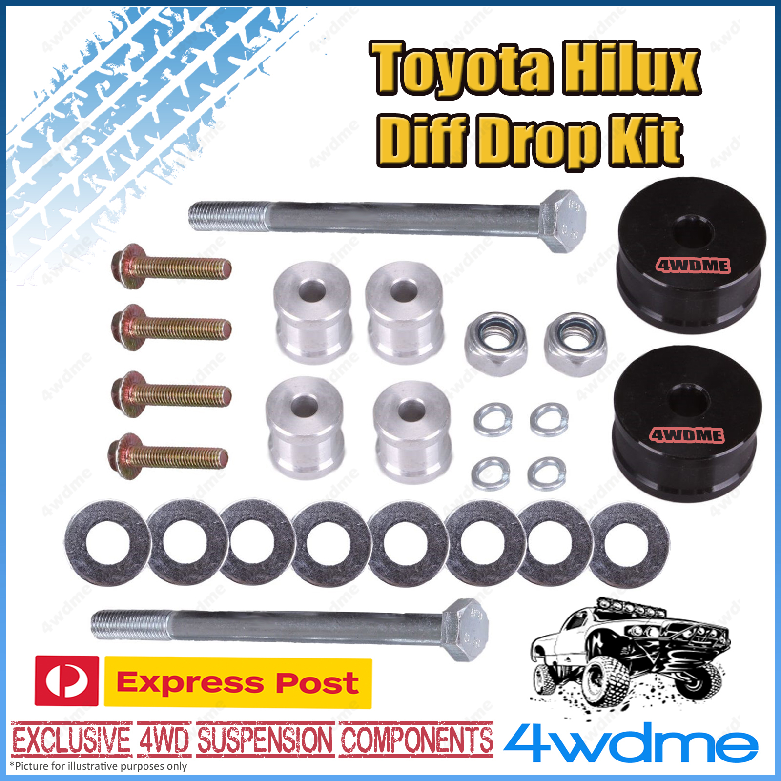 For Toyota Hilux N80 GUN126 Front Direct Bolt In Diff Drop Kit STD 2" 3 ...
