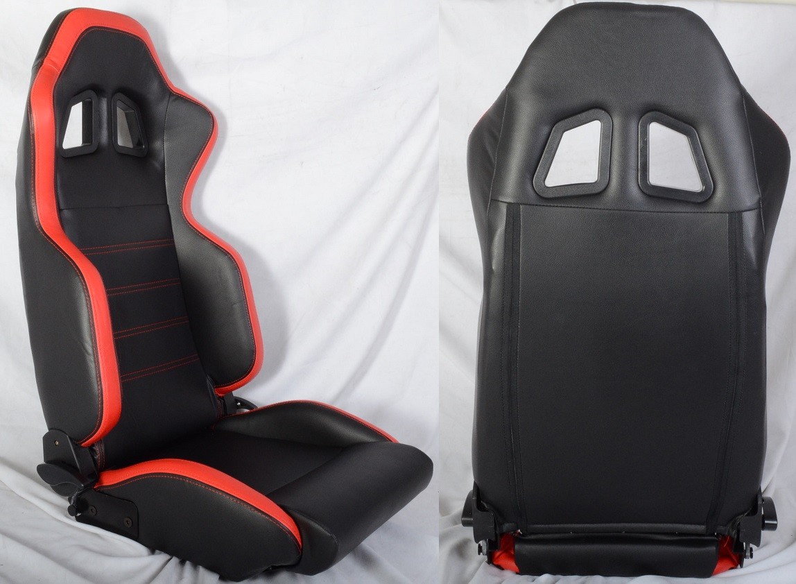 2 X R1 STYLE BLACK & RED RACING SEATS RECLINABLE + SLIDER FIT FOR ...