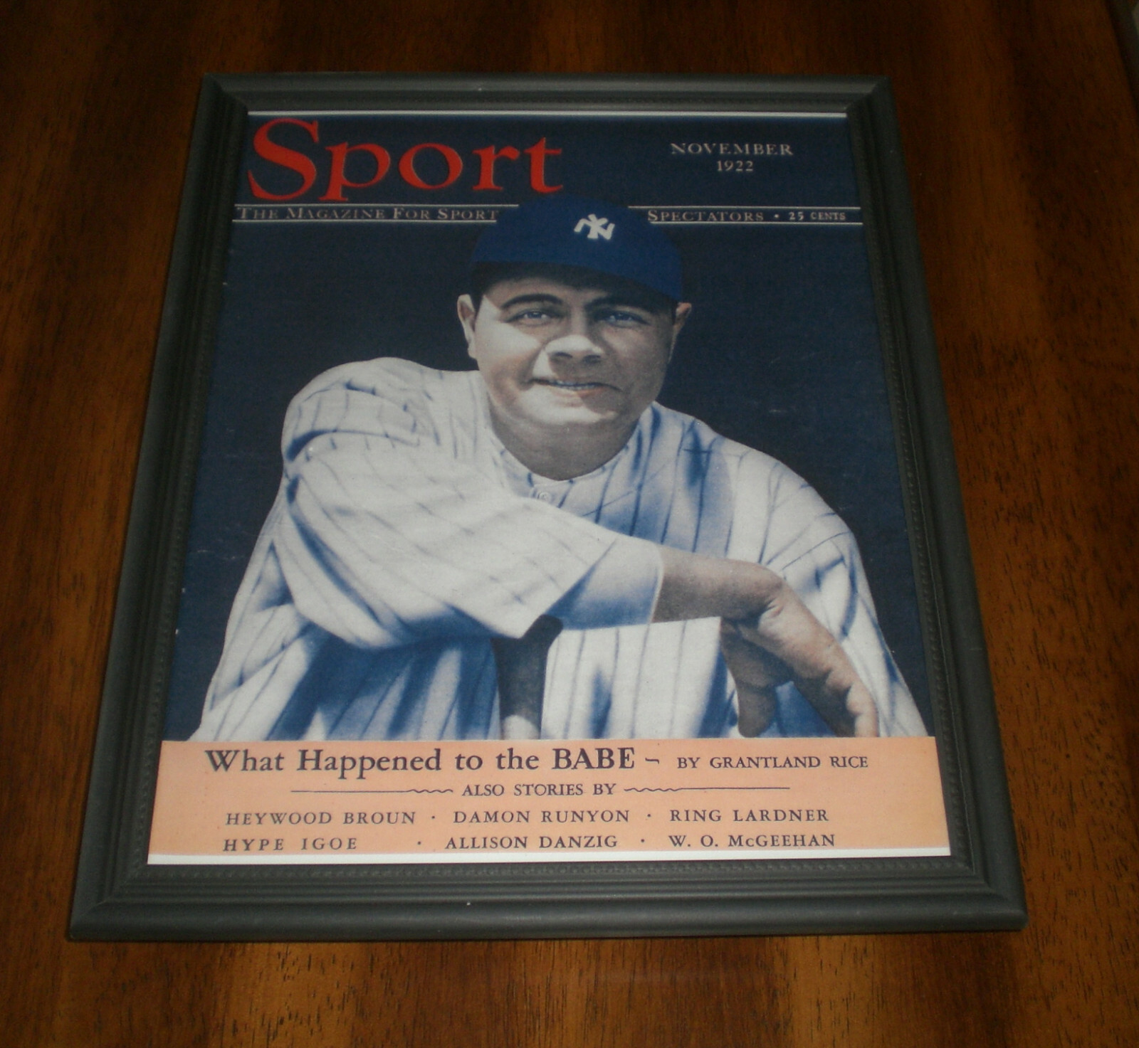 1922 YANKEES BABE RUTH FRAMED SPORT MAGAZINE PRINT | eBay