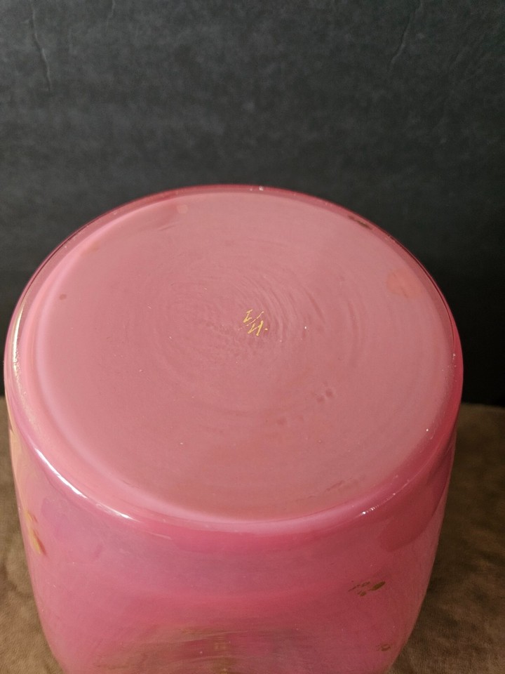 3 ANTIQUE LOETZ ART GLASS GOLD RELIEF PINK VASES DEK 1/4 MOST RARE ...