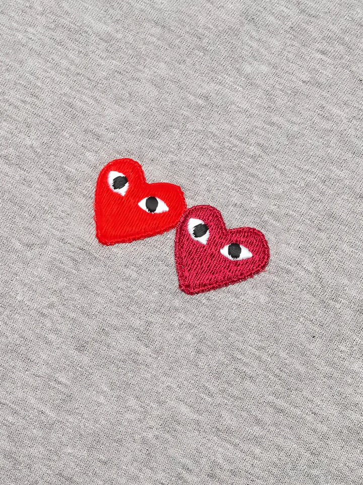 COMME DES GARCONS CDG PLAY DOUBLE HEART EYE LOGO T-SHIRT SIZE XL GRAY ...