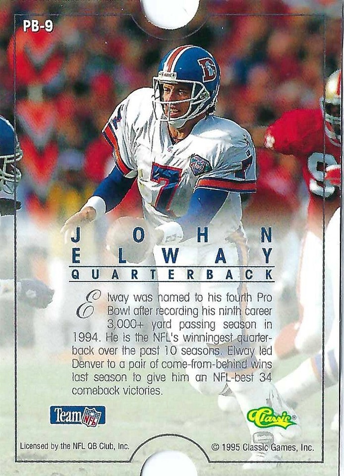 1995 Classic Pro Line Pro Bowl Hawaii John Elway - Denver Broncos | eBay