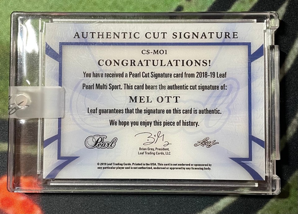 2019 Leaf Pearl Mel Ott Cut Autograph Auto Baseball Card 3/6 | eBay