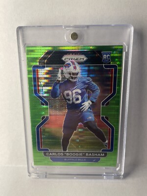 CARLOS "BOOGIE" BASHAM 2021 Panini Prizm GREEN PULSAR Rookie RC #436 ...