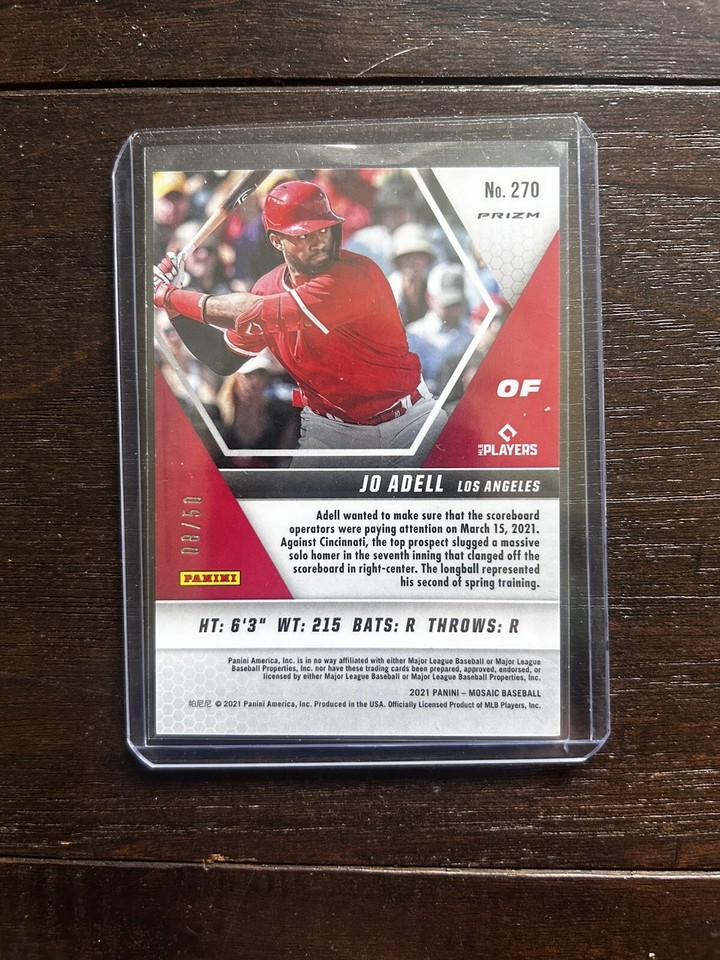 #'d/50 Jo Adell 2021 Mosaic Quick Pitch Purple Los Angeles Angels ...