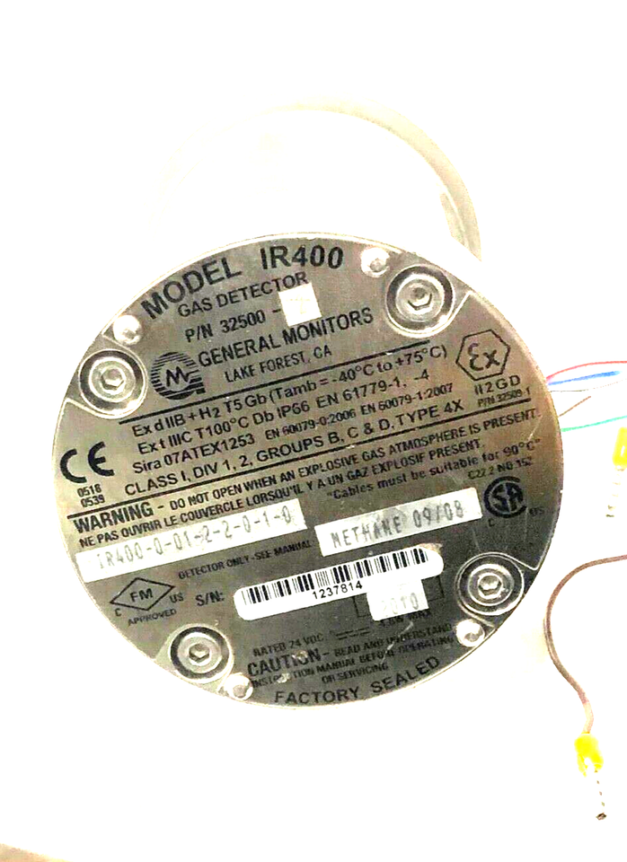GENERAL MONITORS IR400 Infrared Point Combustible Gas Detector 8765432 ...