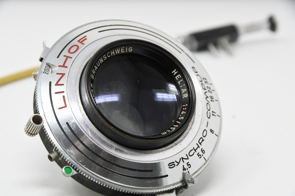 Linhof Voigtlander Braunschweig Heliar f:4.5/15cm Syncho-Compur shutter ...