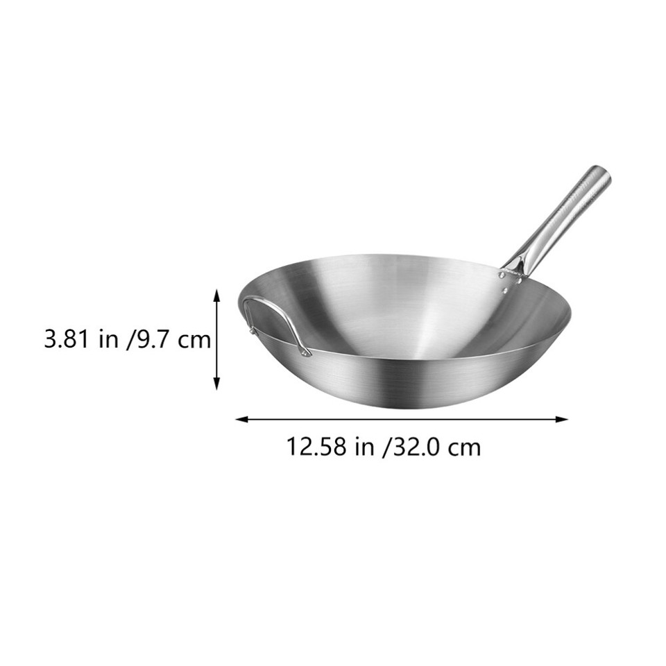 Round Bottom Wok with Handle Tools Multi-functional Pot Kitchen Utensil ...