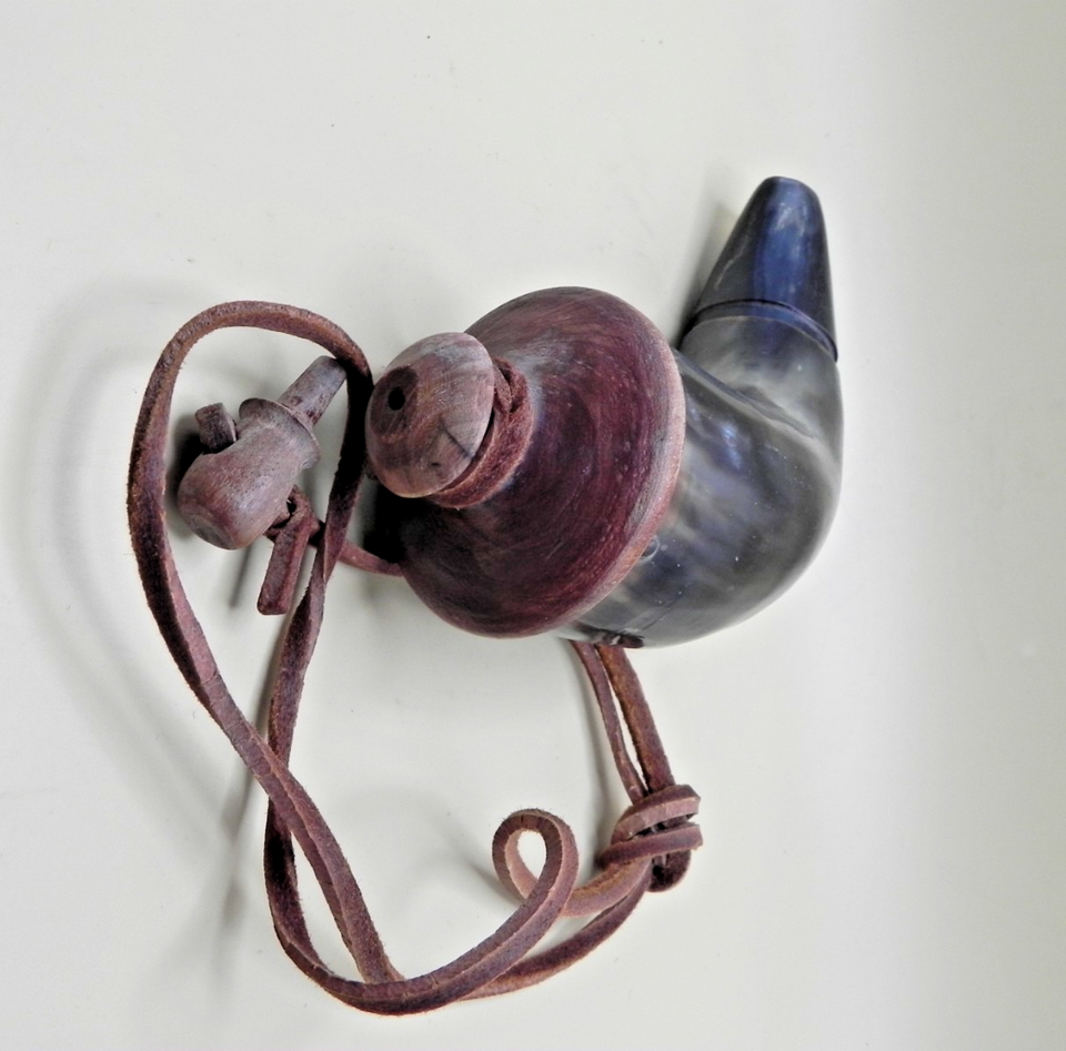 Gun Powder Horn w/ Leather Strap 8" | eBay