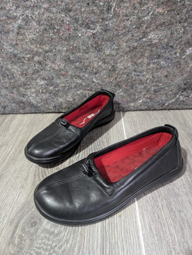 SAS Black Leather Slip on Funk Active Comfort Loafer Shoes Women's 8.5 ...