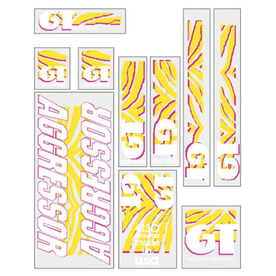 GT - 1989 Aggressor - Clear Yellow Pink- decal set - Old school bmx | eBay