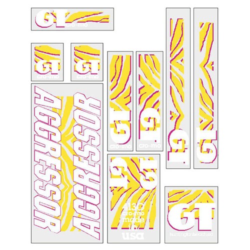 GT - 1989 Aggressor - Clear Yellow Pink- decal set - Old school bmx | eBay