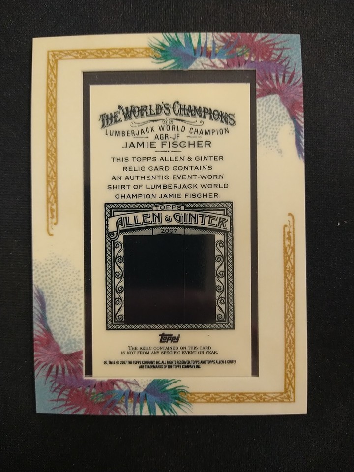 2007 Topps Allen and Ginter Jamie Fischer Event Worn Framed Mini Relic ...