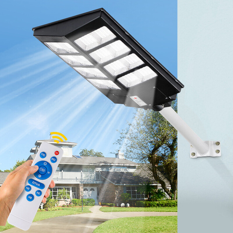 LED Street Light Solar Power with Pole Remote Control sensor Waterproof ...