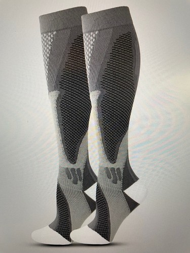 Compression Socks Knee High Medical 20-30 MMHG 3XL/4XL Gray & White | eBay