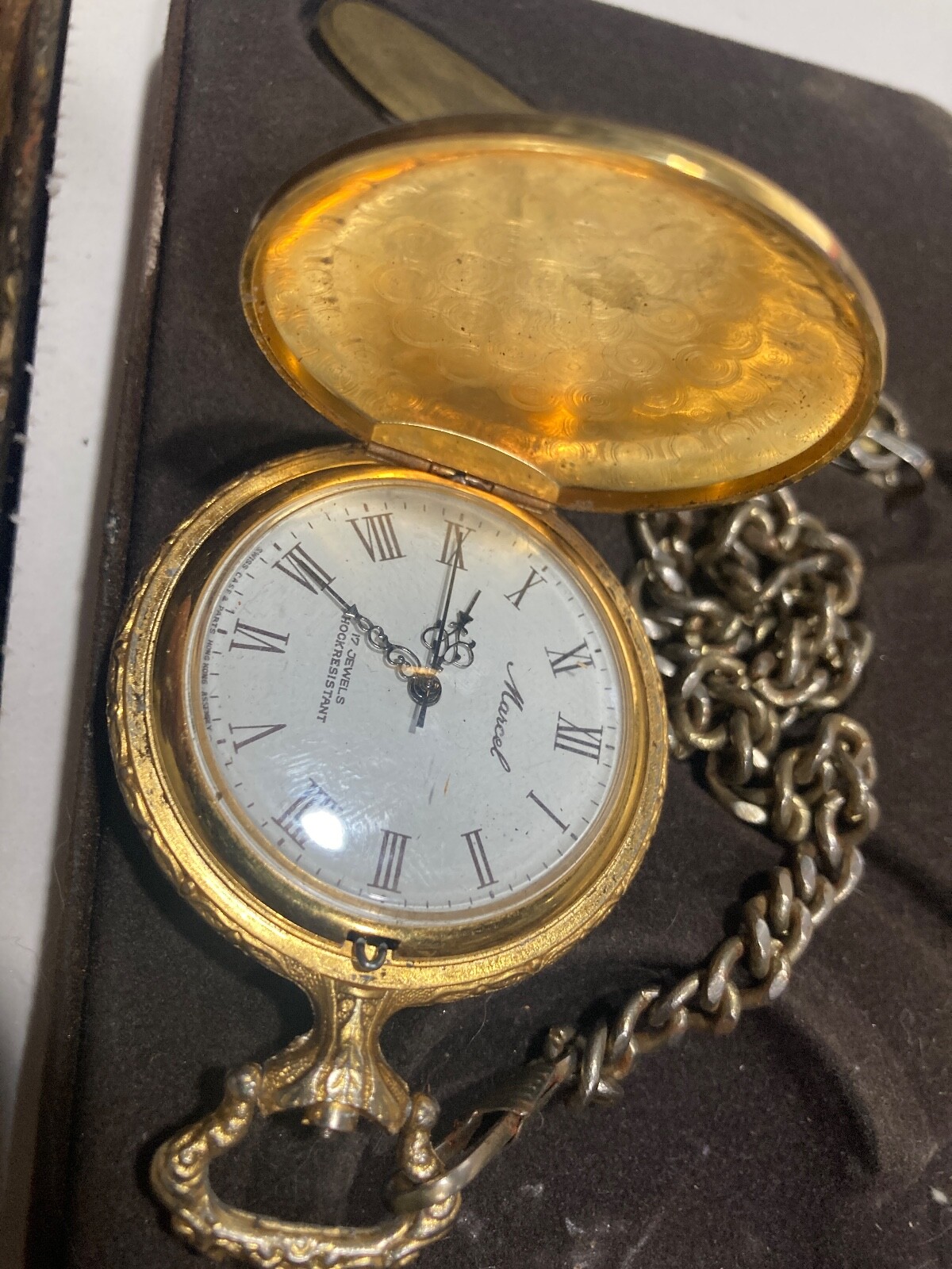 vintage pocket watch & chain Marcel 17 Jewels with knife | eBay