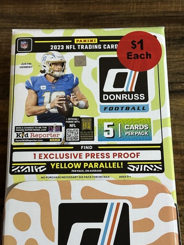 2023 Panini Donruss Football Gravity Feed Box 48 Packs Yellow Parallel ...