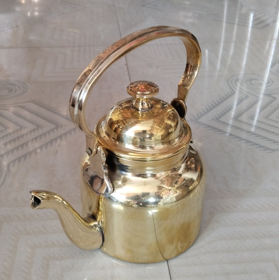 Antique Brass Handmade Plain Tea Kettle, Brass Teapot, Coffee Serving ...