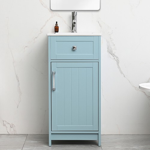 16" Small Bathroom Vanity with Sink Cabinet Set Ceramic Sink Faucet ...