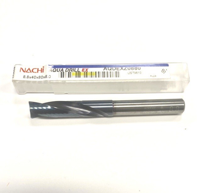 NACHI 8.8mm Carbide Flat Bottom Drill 8mm Shank. 80mm OAL Flute 2 ...