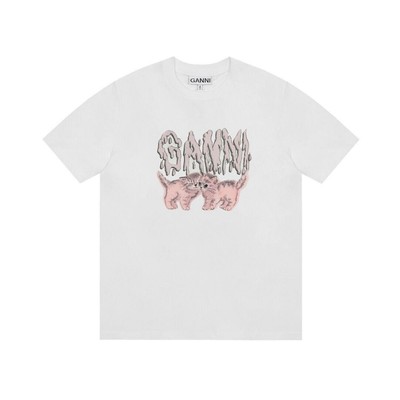 GANNI Cat Illustration T-Shirt M White | eBay Australia