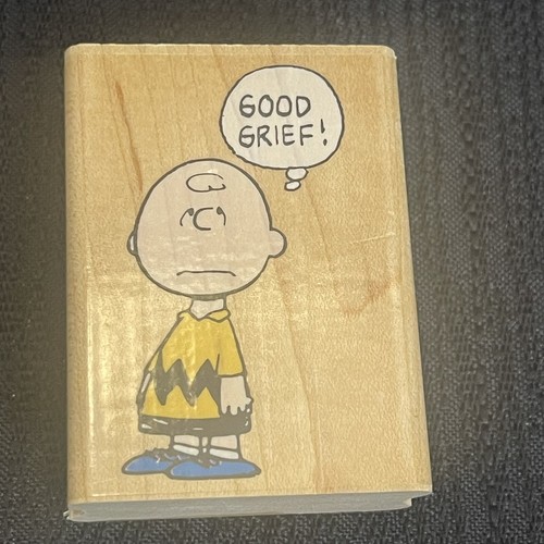 Vintage Rubber Stampede Peanuts "Good Grief" Charlie Brown Wood Mounted ...
