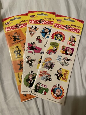 3 Monopoly Sticker Sheets Trend 2002 Hasbro, Rare, Vintage, NOS | eBay