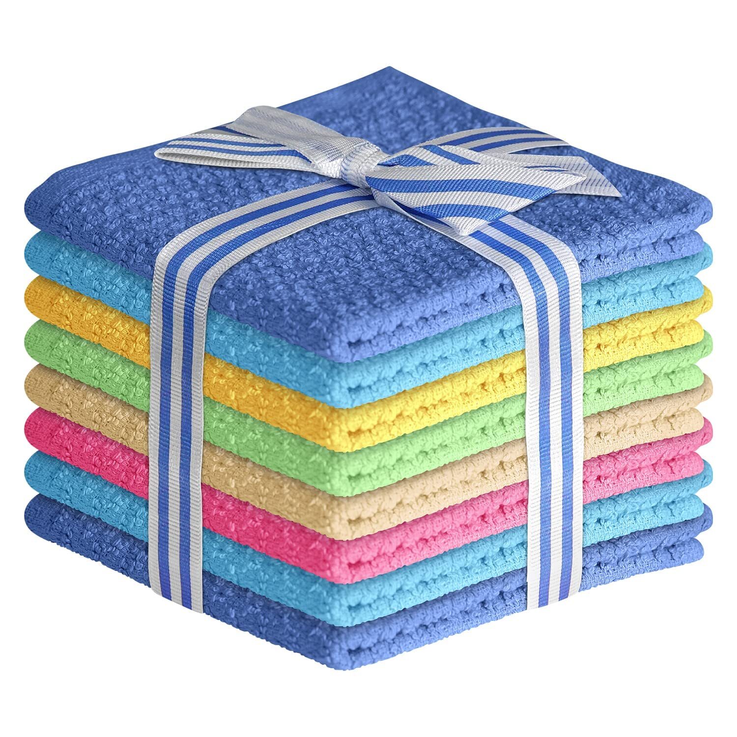 Multicolored Body Wash Cloths Washcloths Set of 8 Multipurpose Cotton ...