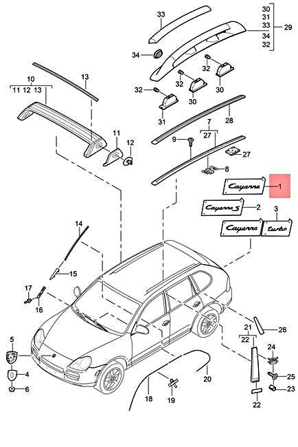 Genuine PORSCHE Cayenne 9PA 9PA1 Inscription Rally black 9555592370003C ...