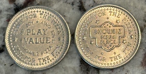 2 RARE SILVER SHOWBIZ PIZZA PLACE Tokens PIZZA Tokens | eBay