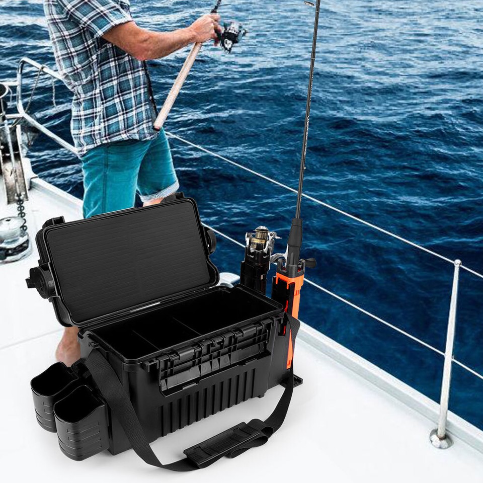 2 Tier Fishing Tackle Box Fishing Gear Box 11 L Adjustable Fishing ...