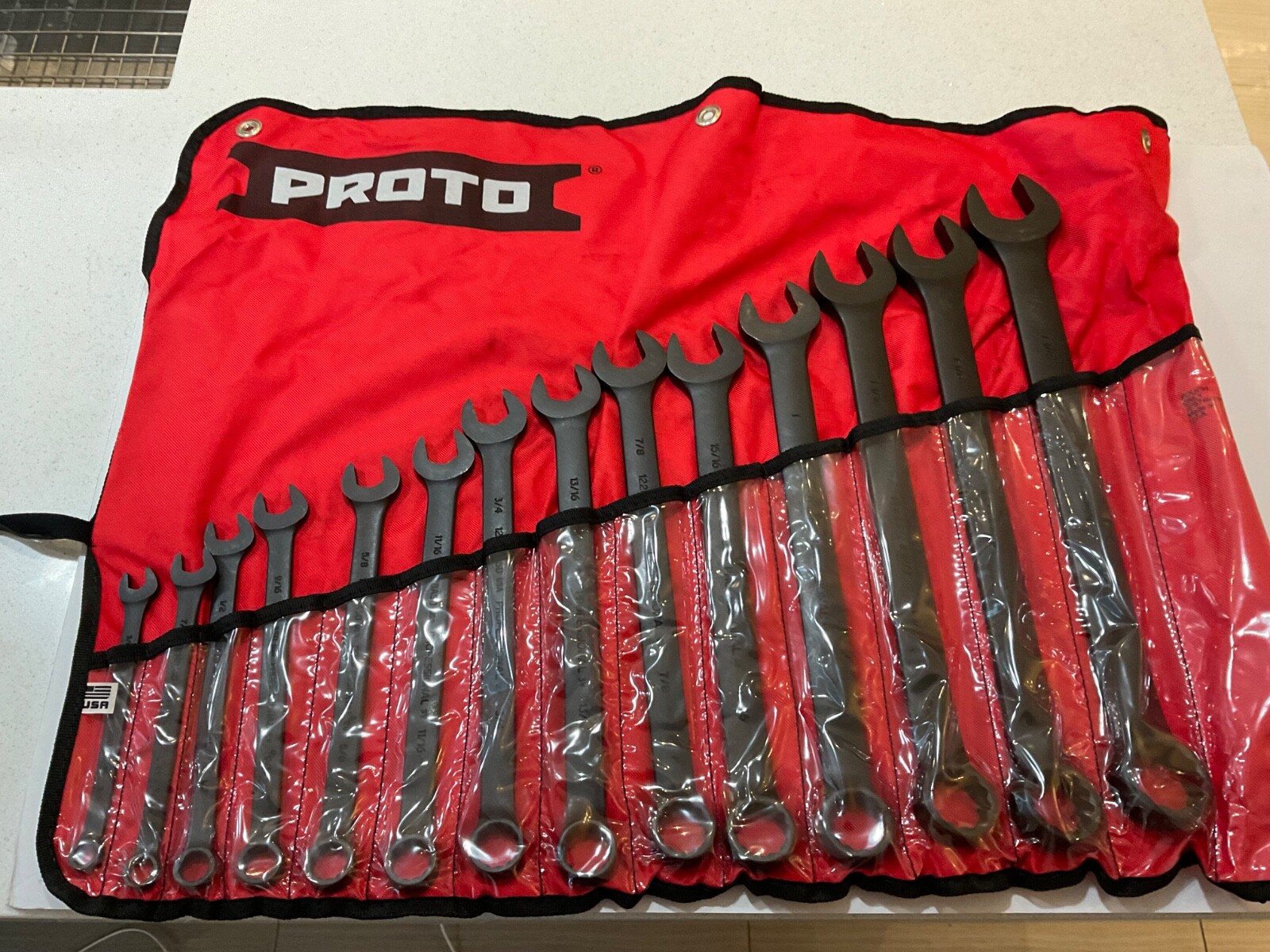 New Proto 14 piece SAE combination wrench set black oxide 12 point # ...
