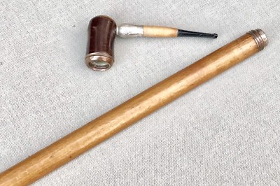 Vintage Antique 19C England Gadget Smoking Pipe Swagger Walking Stick ...