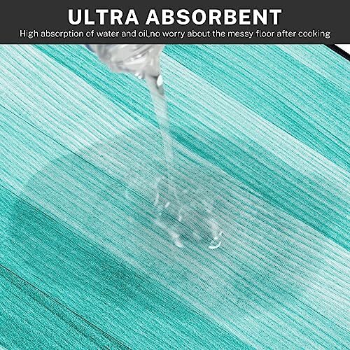 Turquoise Kitchen Rugs and Mats Non Skid Washable Set of 2 Teal Green ...