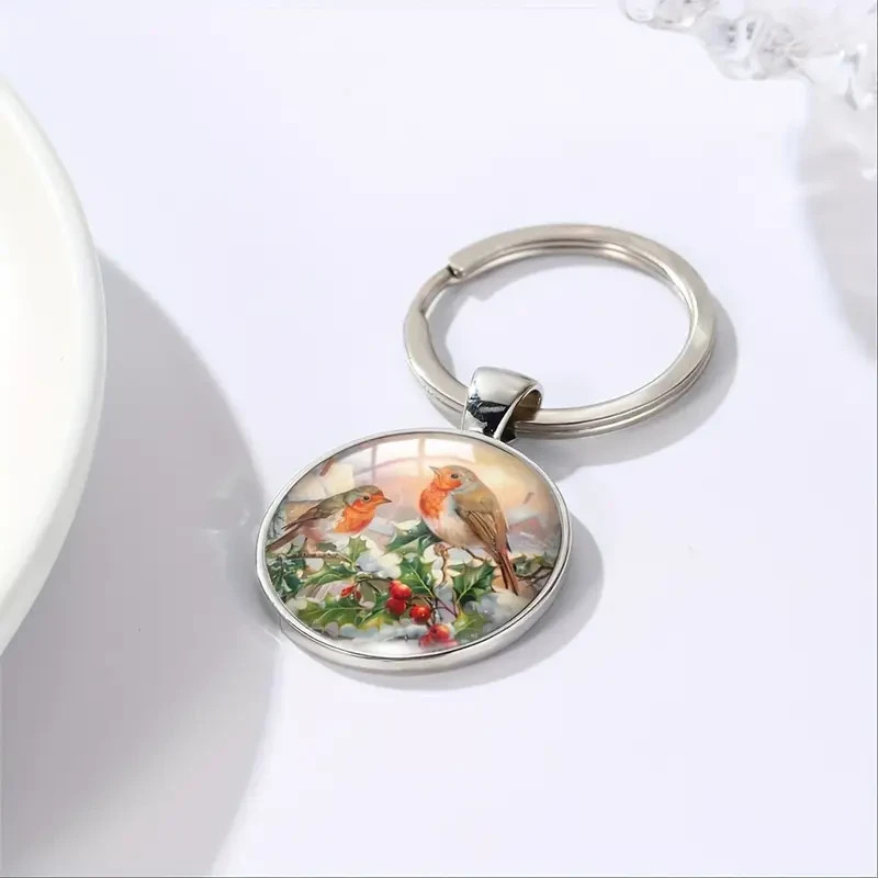 Keyring Keychain Handcrafted Handmade Gift Robin Birds Winter Nature ...