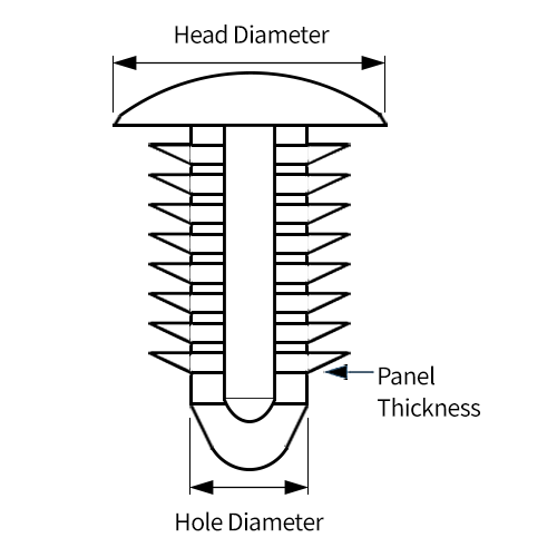 50 Pack Fir Tree Plugs 8mm, 3.3mm-12.7mm Panel Thickness, Trim Clip ...