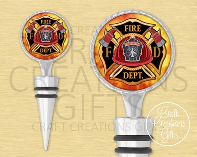WINE BOTTLE STOPPER Firefighter Fire Dept Bar Accessories Fireman Gifts ...