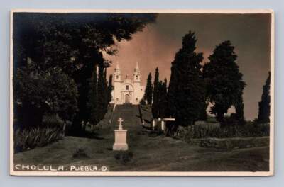 Cholula "Ancient Pyramid" Church RPPC Antique Mexico Pre-Colombian ...