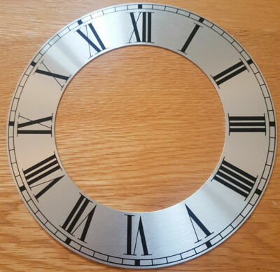 NEW - 8 Inch Chapter Ring Clock Zone Dial Face - Silver 200mm Roman Num ...