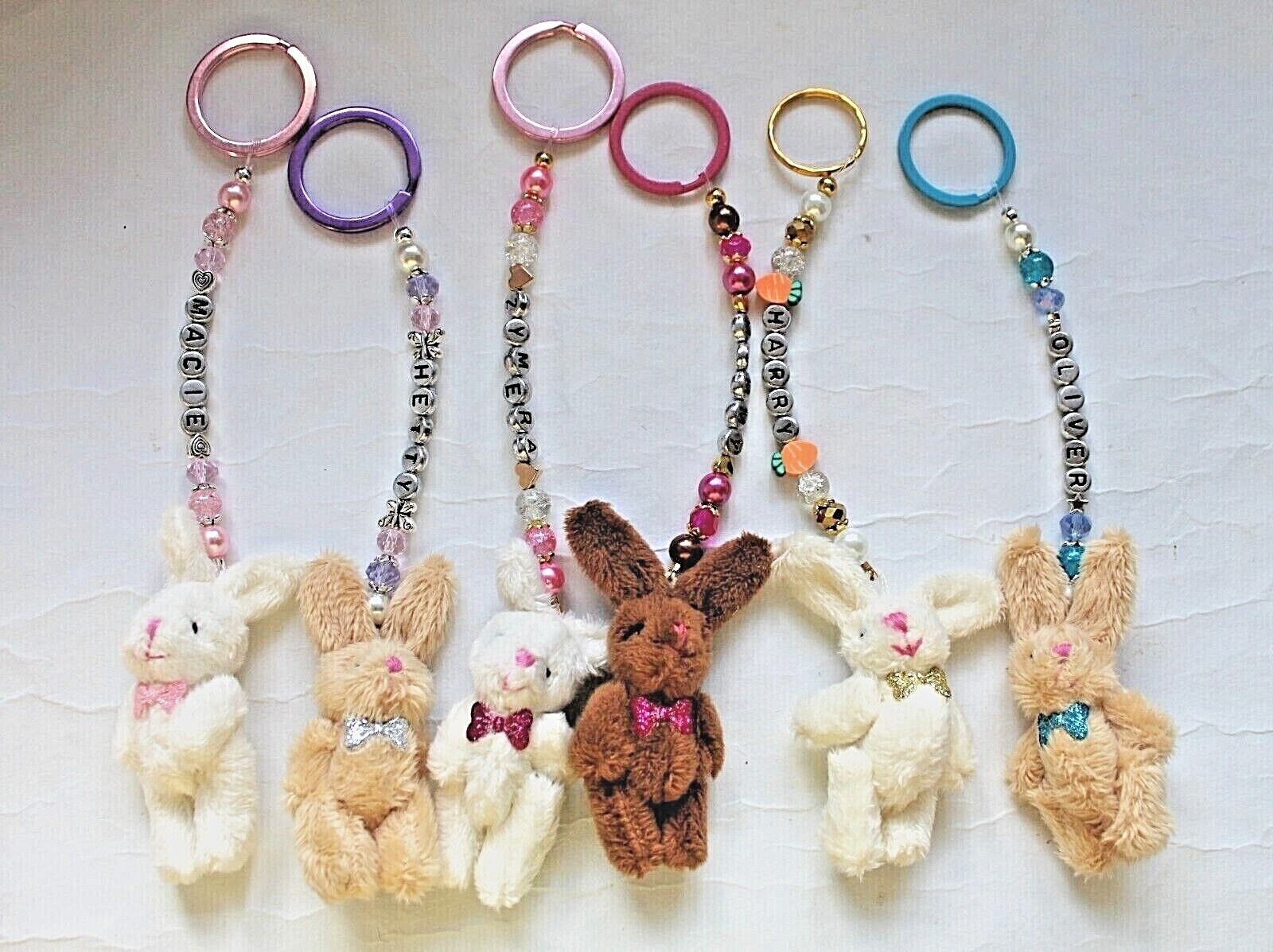 Cutest Personalised Bunny Rabbit Keyring / bag charm (you chose a name ...