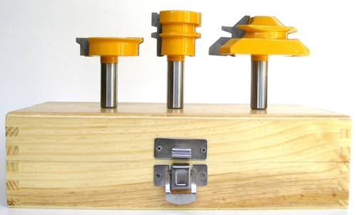 3pc 45° Miter, Glue & Drawer Lock Joint Router Bit Set S | eBay