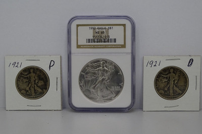 Liberty Walking half dollars 1921 Phila & 1921-D Denver Mint (41619 ...